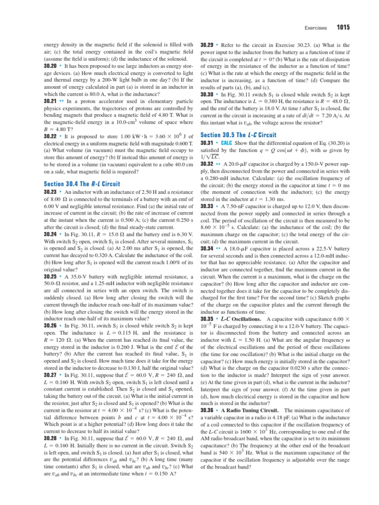 Physics II Problems PDF | PDF | Inductor | Inductance