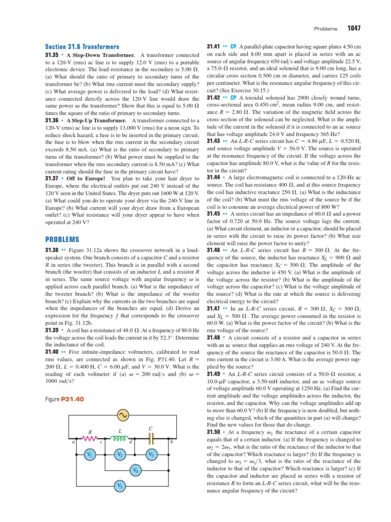 Physics II Problems PDF | PDF | Inductor | Series And Parallel Circuits