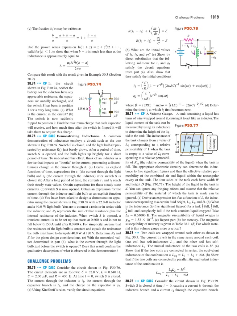 Physics II Problems PDF | PDF | Inductance | Series And Parallel Circuits