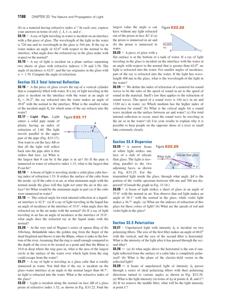 Physics II Problems PDF | PDF | Prism | Refraction