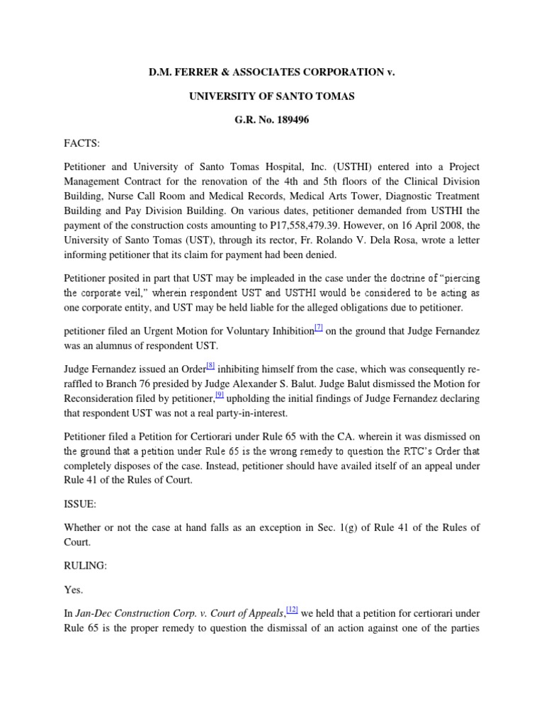 D.M. Ferrer Construction V UST | PDF | Complaint | Lawsuit
