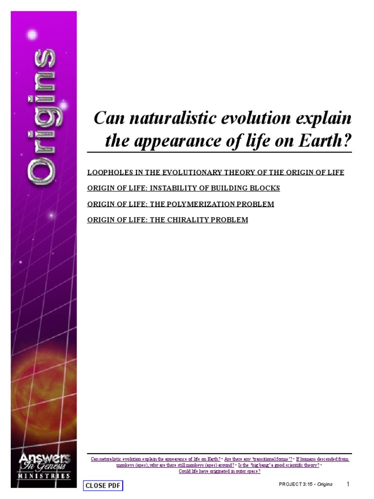Answers in Genesis - (PDF) - Ken Ham - Origins 1 - Appearance of Life ...