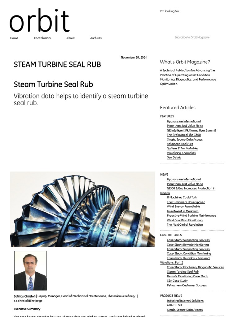 Orbit Steam Turbine Seal Rub - Orbit | PDF | Turbine | Vacuum