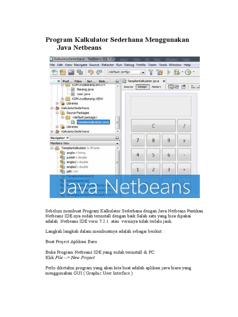 Program Kalkulator Sederhana Menggunakan Java Netbeans | PDF