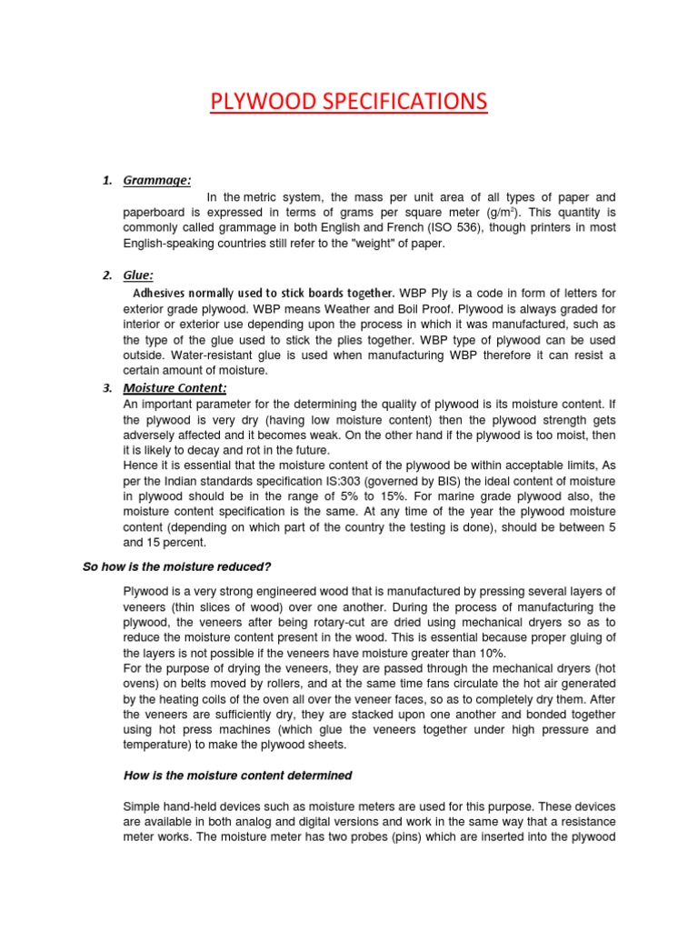 Plywood Specifications | Plywood | Wood Veneer