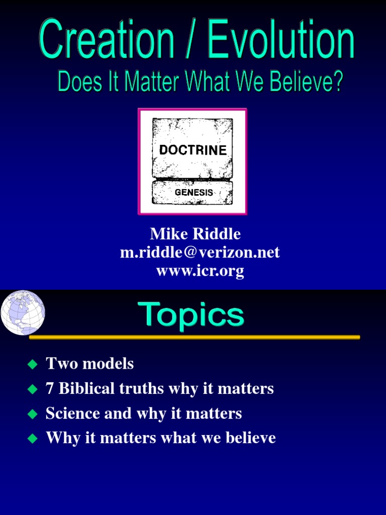 In the Beginning God Created: A Presentation on Biblical Creationism vs ...