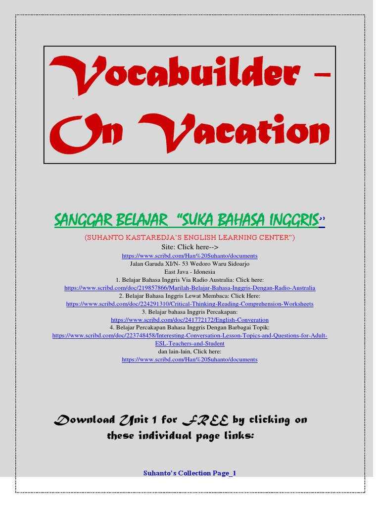 Vocabulary Builder | PDF | Reading Comprehension | Vocabulary