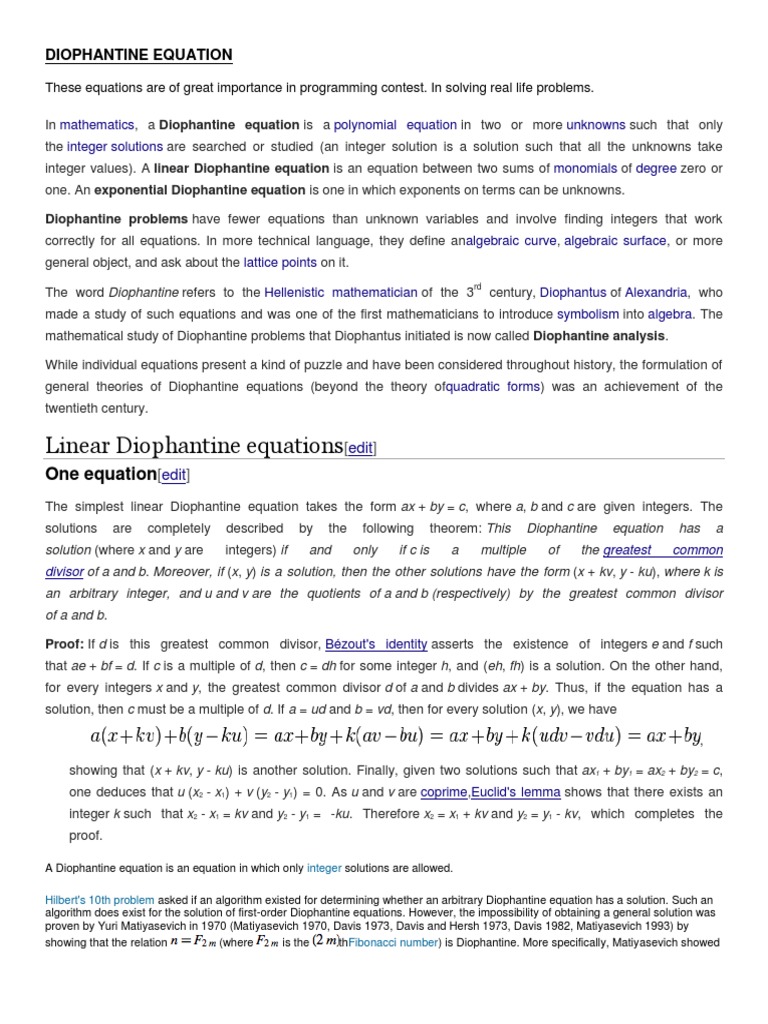 Diophantine Equations | Equations | Algebra
