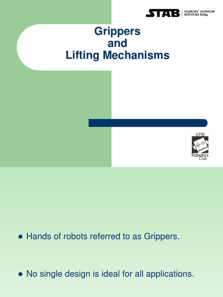 Grippers and Lifting Mechanisms | PDF | Machines | Mechanical Engineering