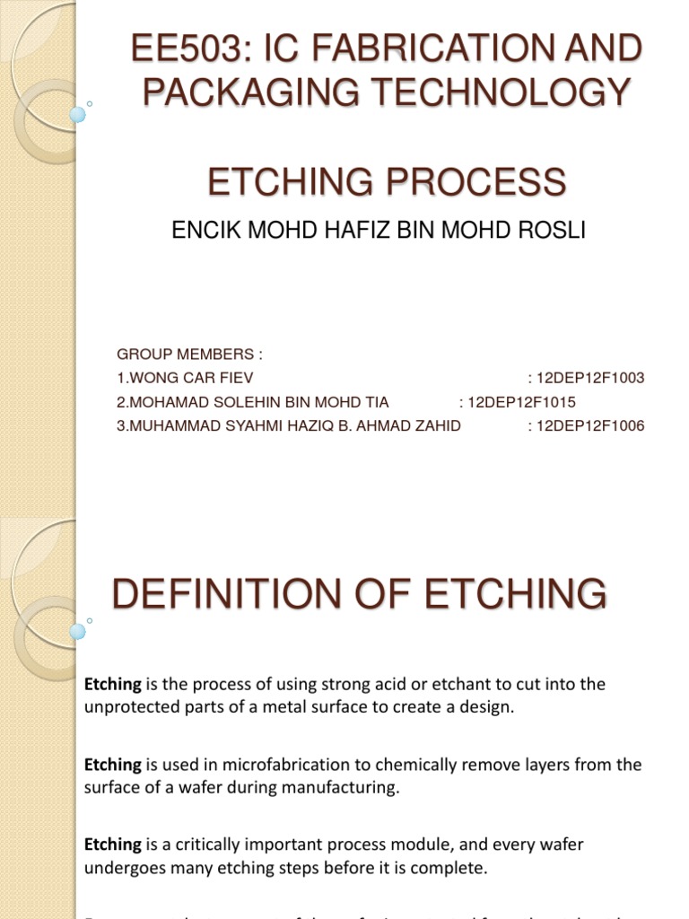 Etching Process | PDF | Photolithography | Semiconductors