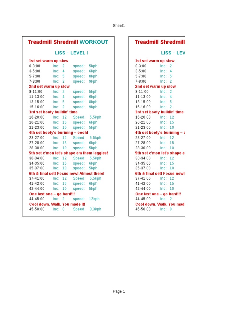 Treadmill Incline Workout Plan | PDF | Cooking, Food & Wine