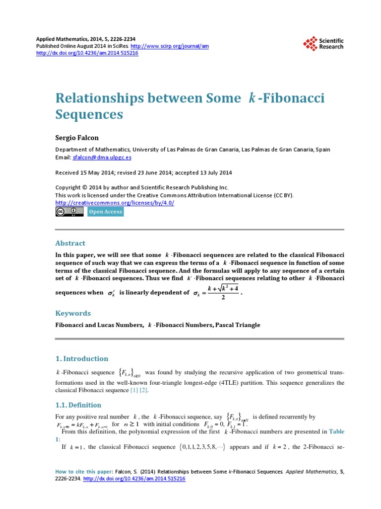 K - Fibonacci Sequences | PDF | Sequence | Discrete Mathematics