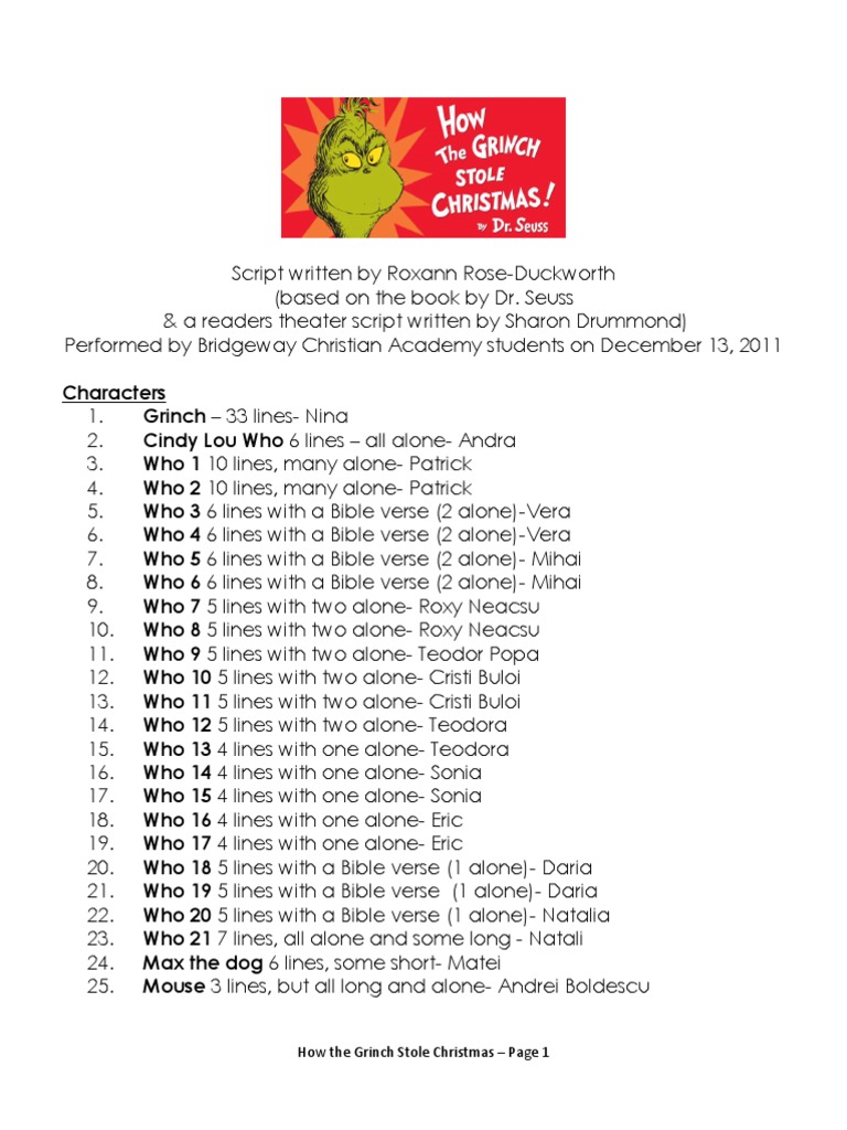 Grinch Script | PDF | Winter Holidays | Christmas
