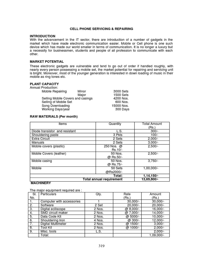 Cell Phone Servicing and Repairing | PDF | Business | Economies