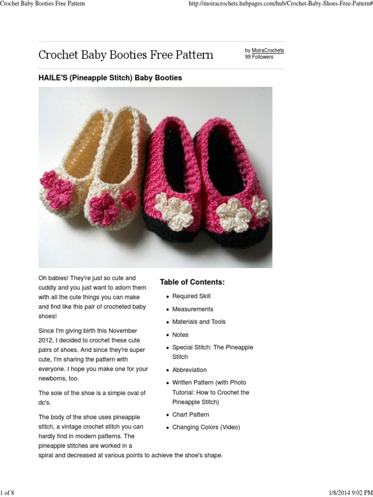 Free Crochet Baby Booties Pattern | PDF | Crochet | Shoe