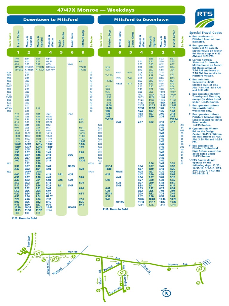 Monroe RTS Bus Schedule Details | PDF | Rochester | Public Transport