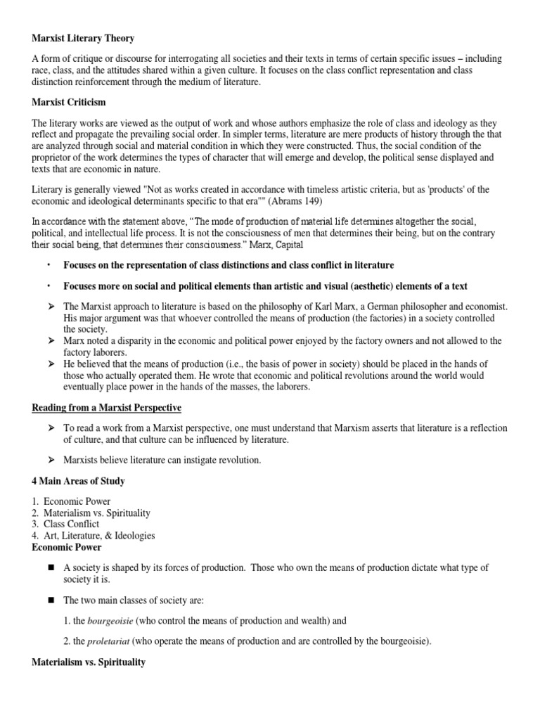 Marxist Literary Theory | PDF | Karl Marx | Marxism