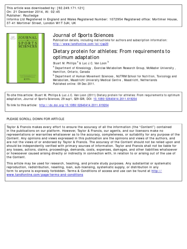 FULL - Dietary Protein For Athletes From Requirements To Optimum ...