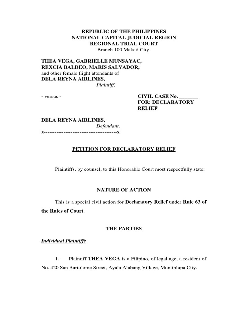 Declaratory Relief | PDF | Flight Attendant | Discrimination