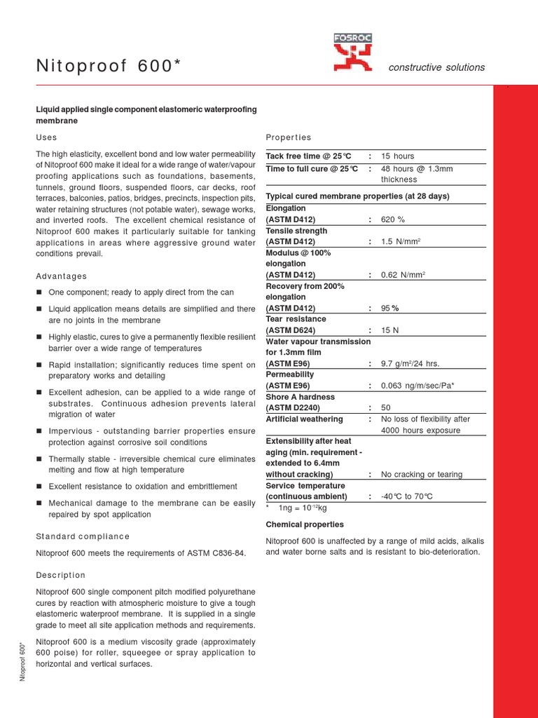 Nitoproof 600 PDF | PDF | United Arab Emirates | Concrete