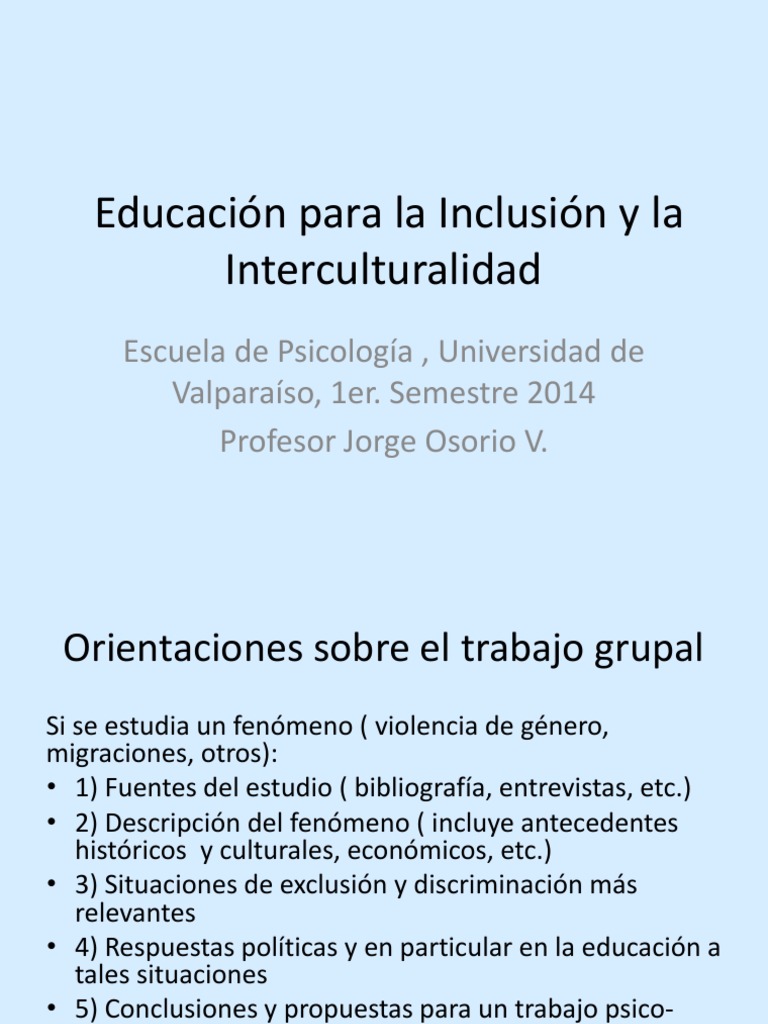 Educación Para La Inclusión E Interculturalidad Sesiòn 3 Pdf