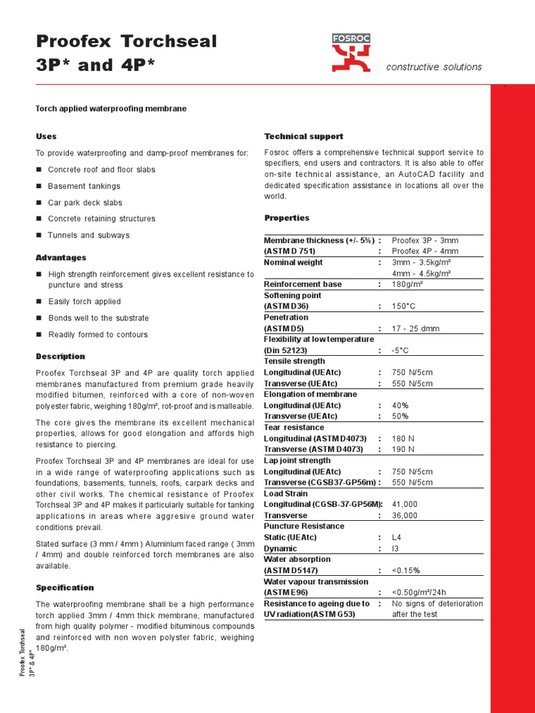 Proofex Torchseal 3P and 4P : Constructive Solutions | PDF
