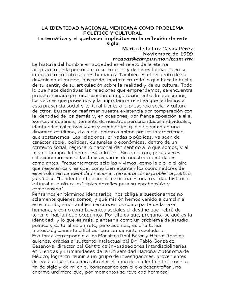 Identidad Nacional Mexicana: Desafíos y Reflexiones | PDF