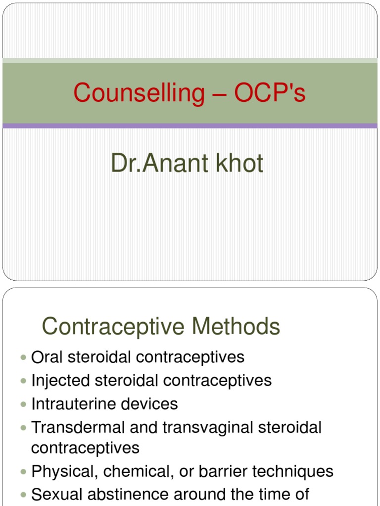 Counselling - OCP's | PDF | Human Reproduction | Women's Health