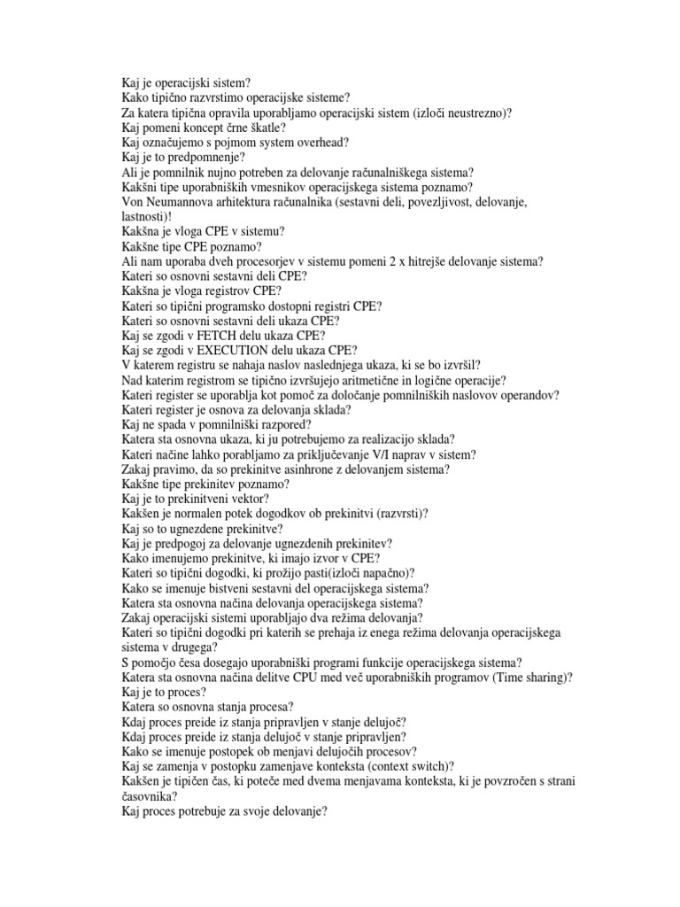 Izpitna Vprasanja OPS 1 | PDF