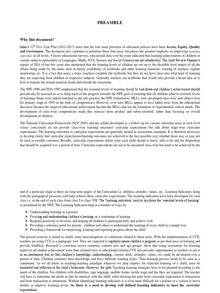 Preamble NPE PDF | PDF | Curriculum | Educational Assessment