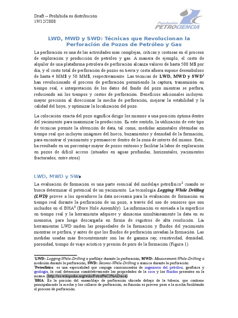 LWD, MWD y SWD en Perforación de Pozos | PDF | Modulación | Telemetría