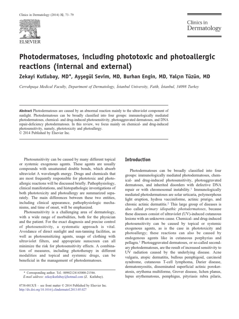 Photodermatitis | PDF | Ultraviolet | Sunscreen