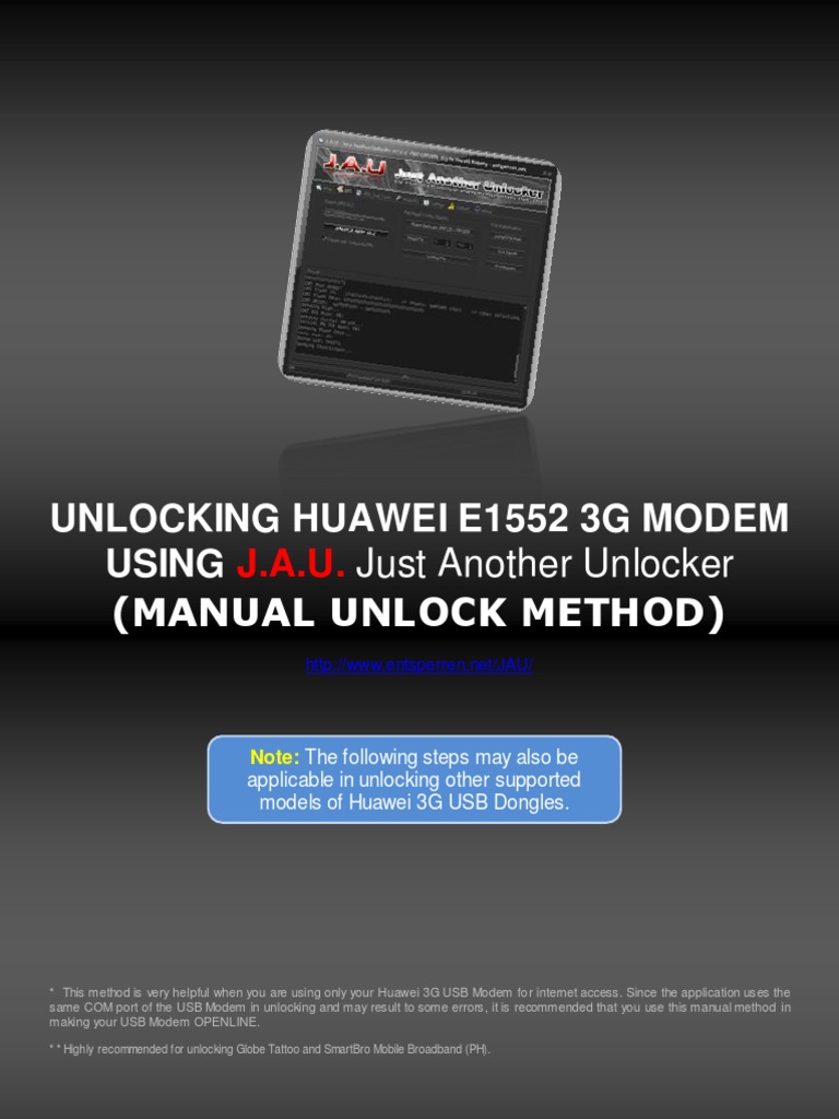 Unlocking Huawei E1552 Modem Guide | PDF | Business | Computers