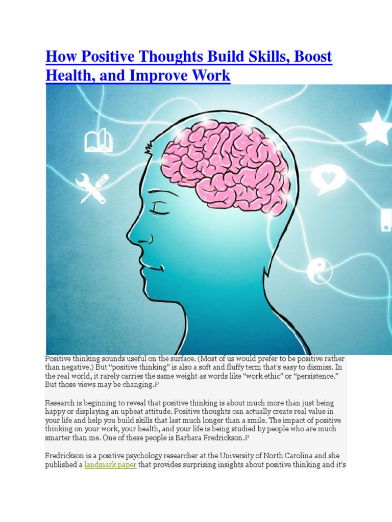 Positive Thinking: Skills and Health Boost | PDF | Emotions | Applied ...