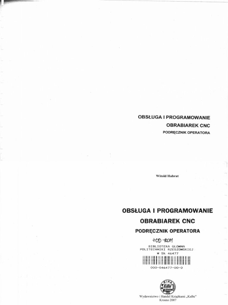 Obsługa I Programowanie Obrabiarek CNC - Witold Habrat | PDF