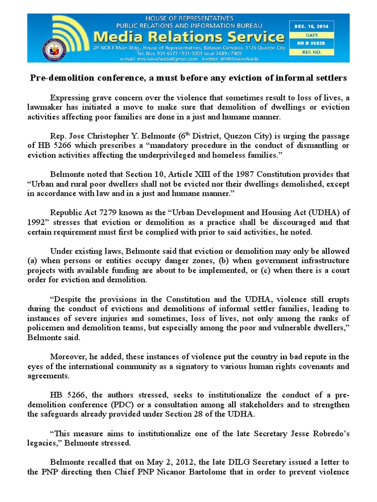 Dec16.2014 Bpre-Demolition Conference, A Must Before Any Eviction of ...