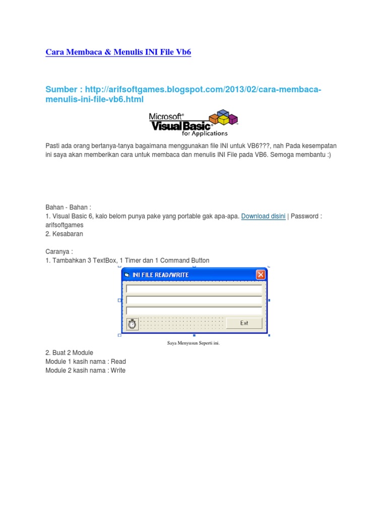 Cara Membaca File INI PD VB6 | PDF