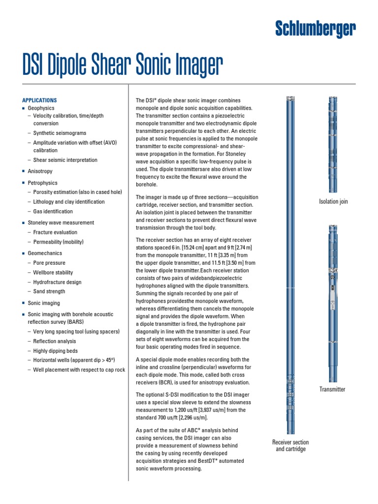 DSI Dipole Shear Sonic Imager: Applications | PDF | Physics | Applied ...