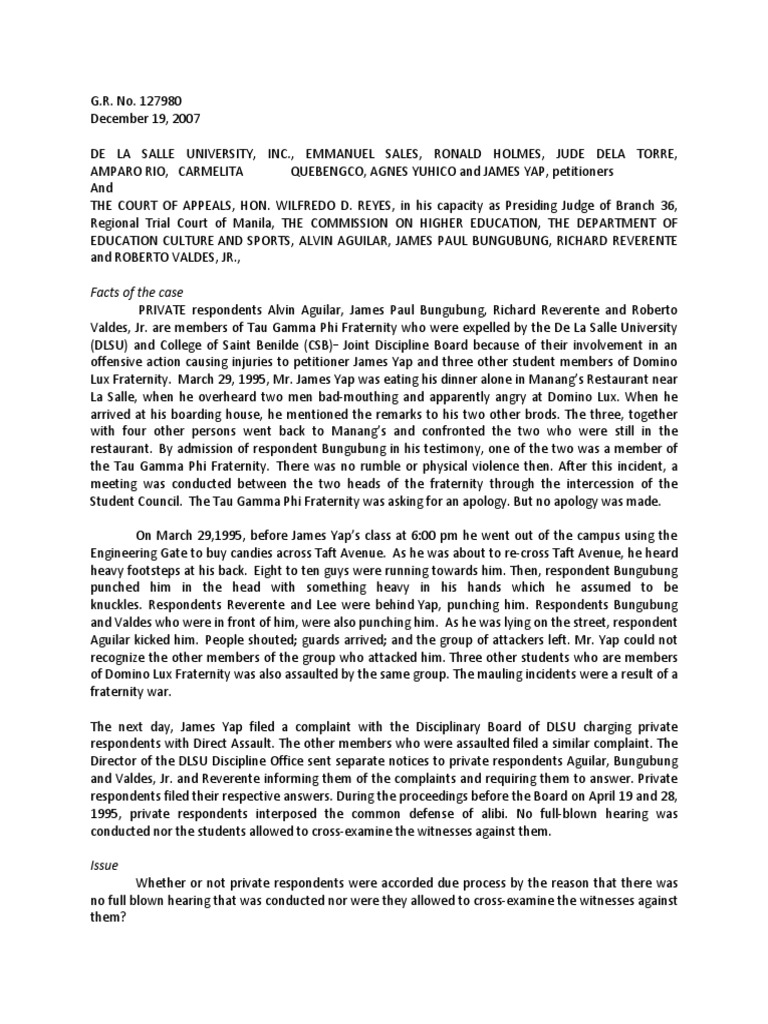 Dlsu V Ca | PDF | Due Process Clause | Constitutional Law