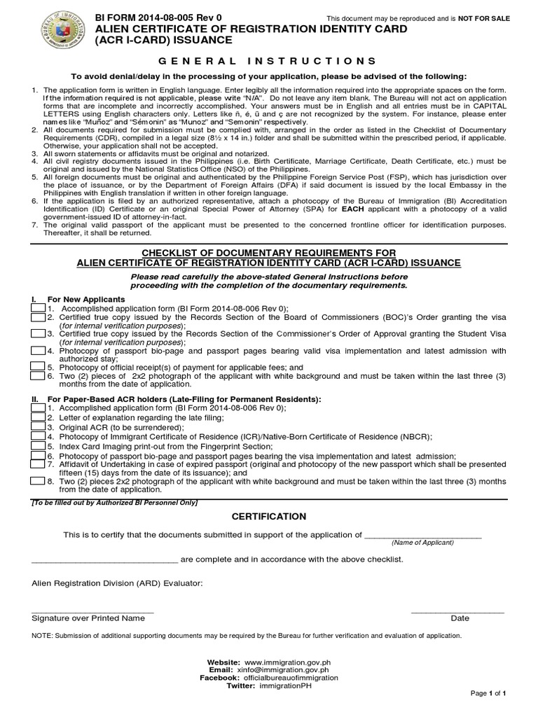 2. CDR ACR I-Card Issuance | Identity Document | Travel Visa