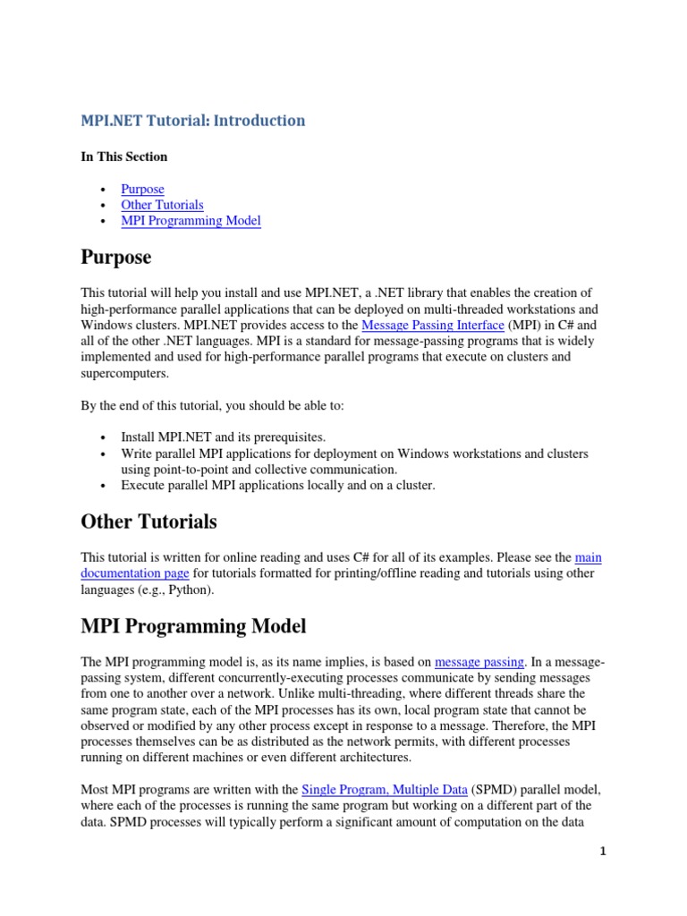 Mpi Tutorial Pdf Message Passing Interface Message Passing