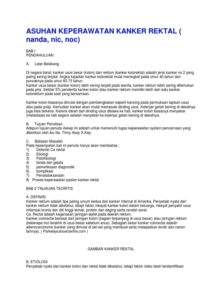 Asuhan Keperawatan Kanker Rektal | PDF
