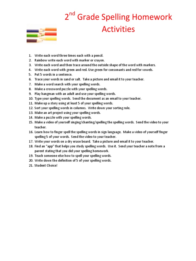 Second Grade Spelling Activities | PDF