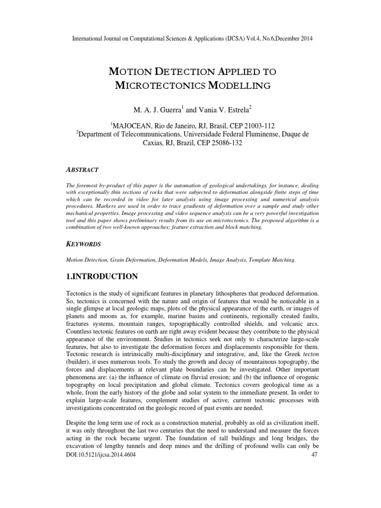 Motion Detection Applied To Microtectonics Modelling | PDF ...