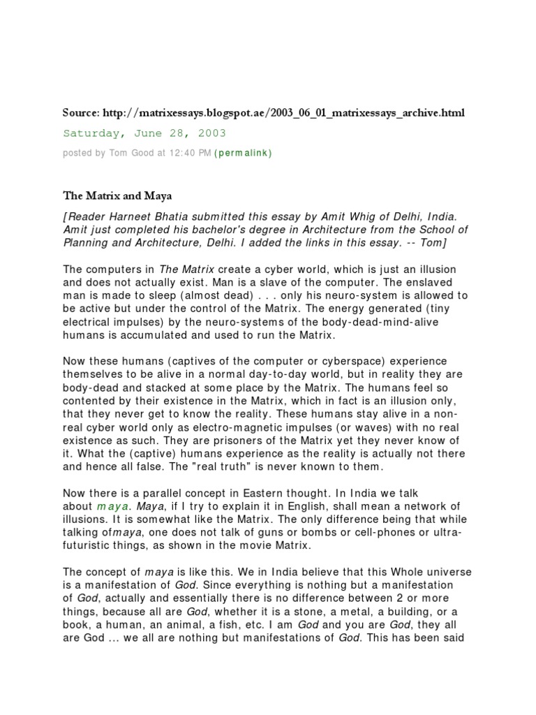 Maya And Matrix Pdf Maya Illusion Gautama Buddha 