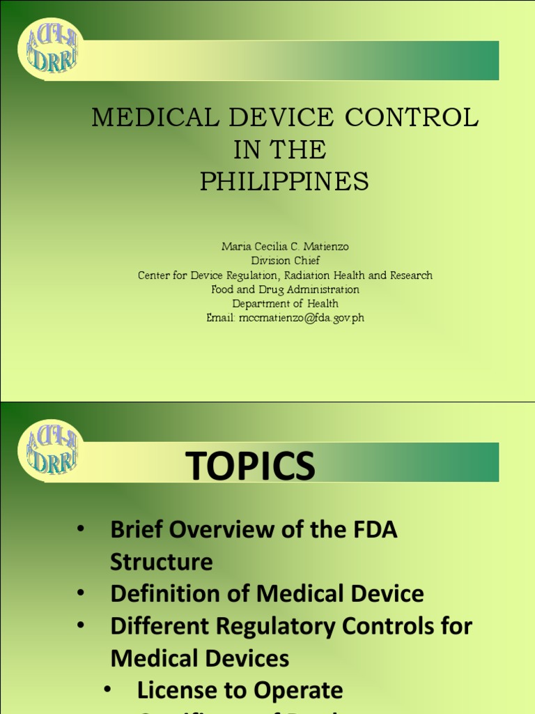 Medical Device Control in The Philippines | PDF | Food And Drug ...