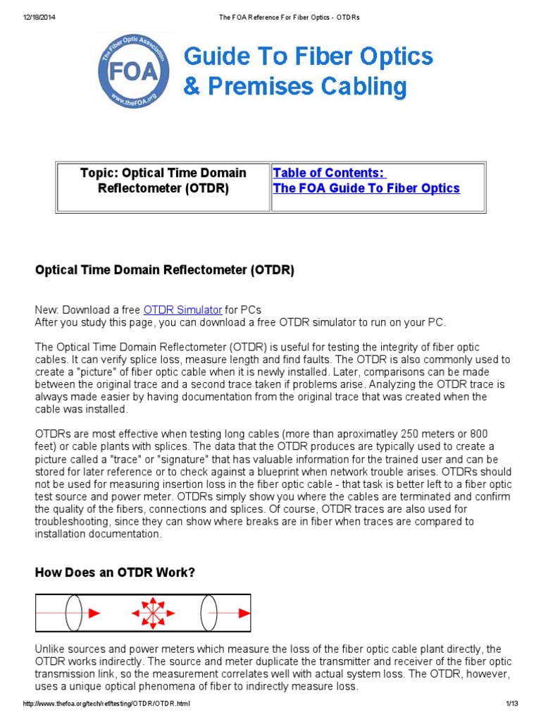 The FOA Reference For Fiber Optics - OTDRs | PDF | Optical Fiber ...