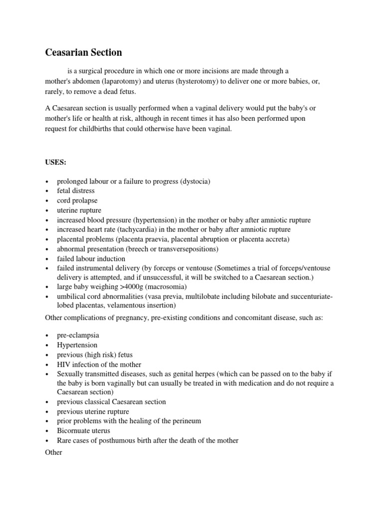 A Comprehensive Overview of Cesarean Section Procedures, Uses, Risks ...