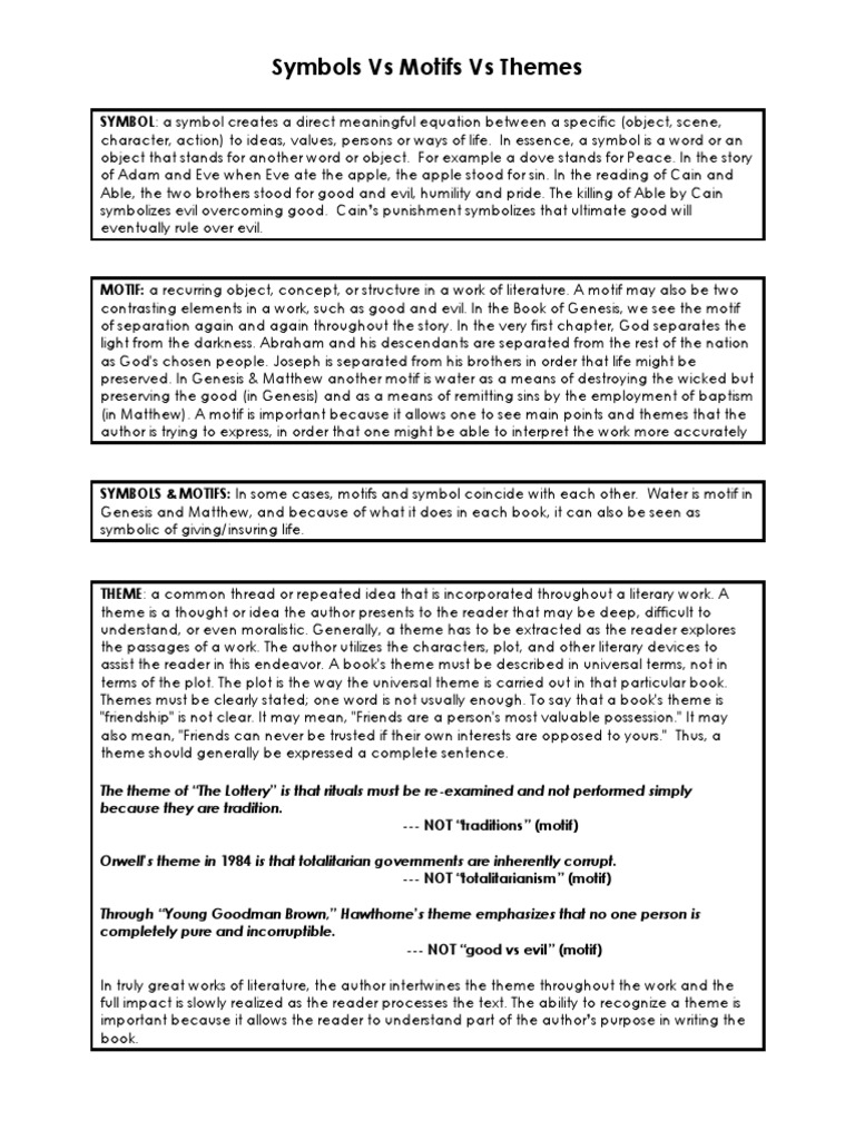 Theme vs. Motifs vs. Symbolsim | PDF | Book Of Genesis | Cain And Abel