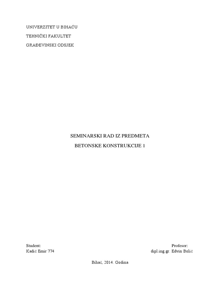 Betonske Konstrukcije I - Program | PDF